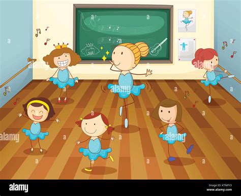 Illustration Of A Girls Dancing In Classroom Stock Vector Image And Art