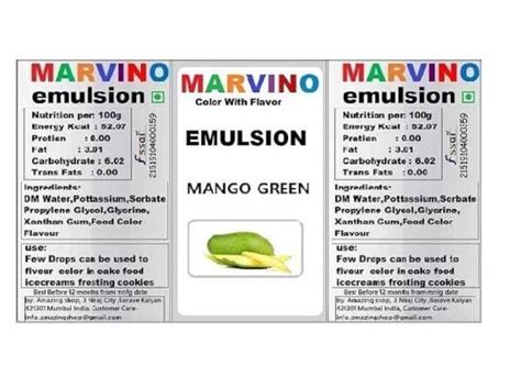 Marvino Emulsion Assorted Ml Flavored Color For Cakes Ice Creams Pastries Mango Green