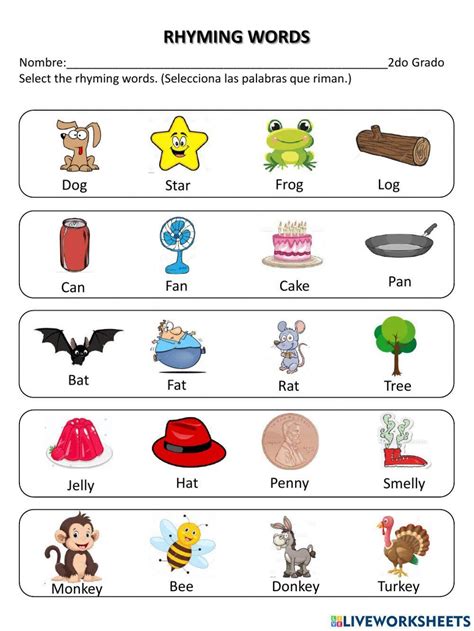 Rhyming Words 2nd Grade Worksheet Worksheets Library