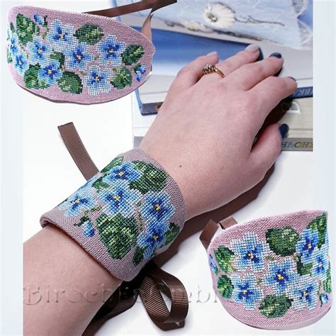 Blue Violets Bracelet Machine Embroidery Design Machine Embroidery