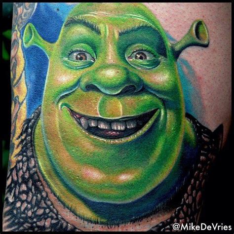 Shrek Tattoo By Mike Devries Disney Tattoos Movie Tattoos Shrek