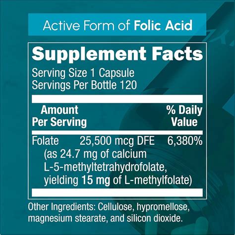 L Methylfolate 15mg 120 Vegan Capsules High Absorption And Potency