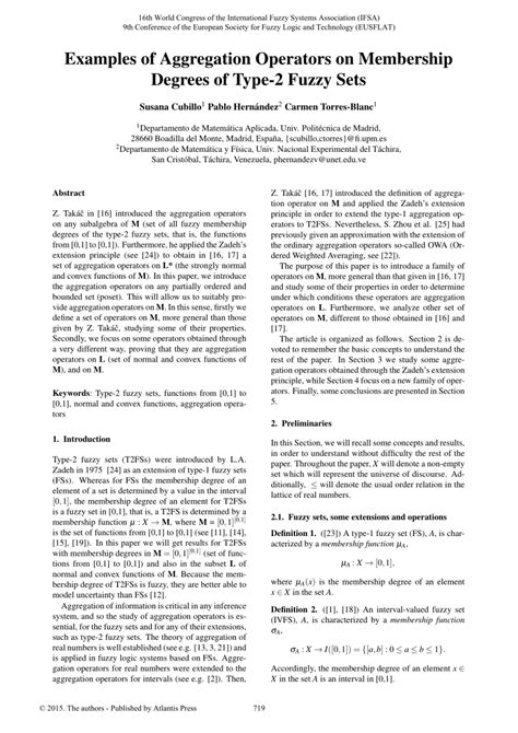 Pdf Examples Of Aggregation Operators On Membership Degrees Of Type 2