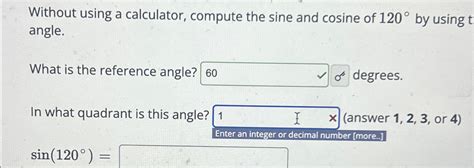 Solved Without Using A Calculator Compute The Sine And Chegg