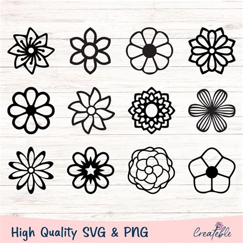 Flower Outline Svg Simple Flower Svg Flower Doodle Svg Daisy Svg