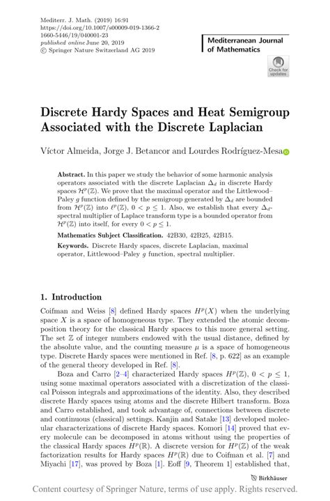 Discrete Hardy Spaces And Heat Semigroup Associated With The Discrete Laplacian Request Pdf