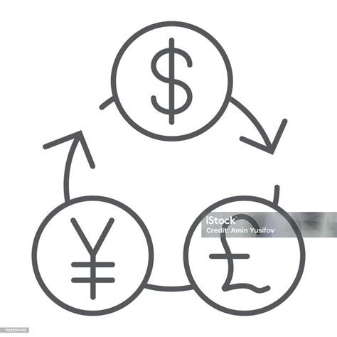 통화 교환 얇은 라인 아이콘 금융 및 은행 돈 기호 벡터 그래픽 흰색 바탕에 선형 패턴 10에 대한 스톡 벡터 아트 및 기타 이미지 Istock