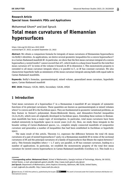 Pdf Total Mean Curvatures Of Riemannian Hypersurfaces