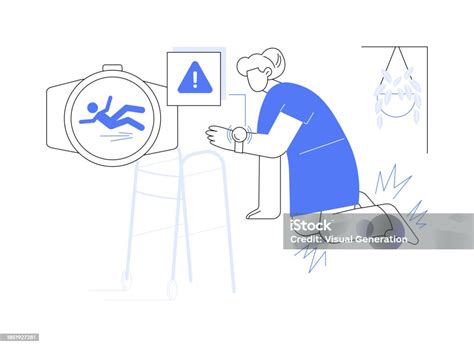 Smartwatch Fall Detection Isolated Cartoon Vector Illustrations Stock