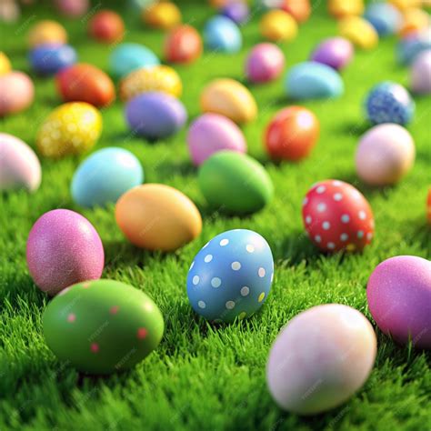 Premium Photo Easter Eggs In The Grass With A Bunch Of Easter Eggs In The Grass