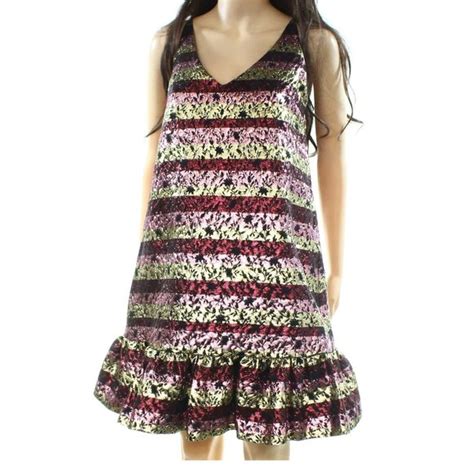 Cynthia Rowley Dresses Cynthia Rowley Womens Size Shiny Metallic Floral Flutter Dress Poshmark
