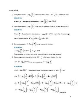 APPLICATIONS OF LOGARITHMS IN CHEMISTRY By STEM Creations TPT