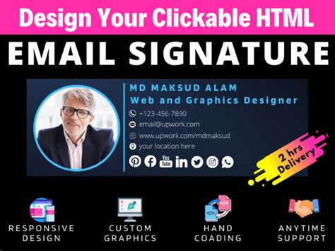A Professional Clickable Html Email Signature Quickly Upwork
