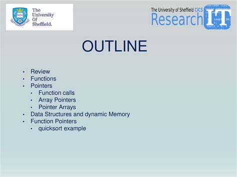 Outline Review Functions Pointers Function Calls Array Pointers Ppt