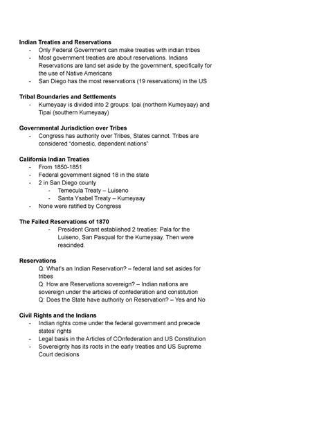 Amind 141 Lecture Note 1 25 Indian Treaties And Reservations Only Federal Government Can