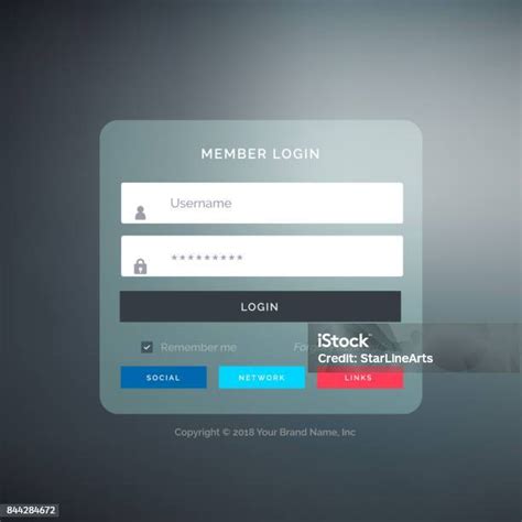 優雅的登錄 Ui 範本表單設計與模糊背景向量圖形及更多互聯網圖片 互聯網 使用者體驗 原木 Istock