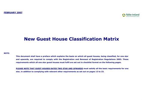 Pdf New Guest House Classification Matrix Failte · Pdf Filenew