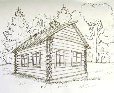 Домик в деревне рисунок карандашом для детей