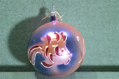 Купить Елочная новогодняя игрушка Шар рыба золотая рыбка Стекло СССР в интернет аукционе
