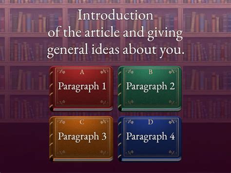 Choose The Correct Paragraph For Each Idea Quiz