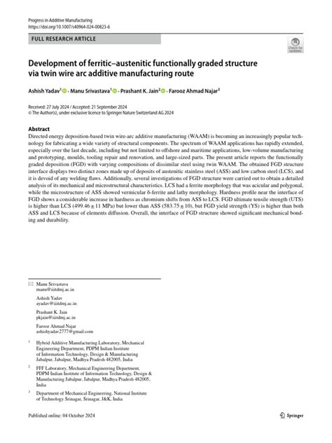 Development Of Ferritic Austenitic Functionally Graded Structure Via Twin Wire Arc Additive