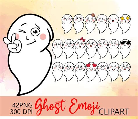 Ghost Emoji Clipart Funny Emoji Halloween Clipart Emoji Png Commercial Use Etsy