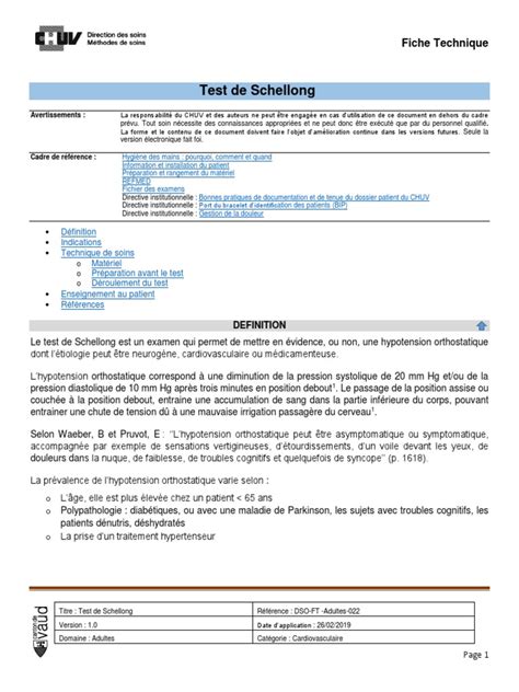 Mds Test Schellong Dso Ft Adultes 022 10 Pdf Médecine Clinique