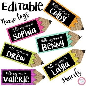 Editable Name Tags By Christine S Crafty Creations TpT