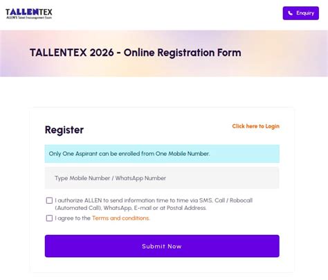 Allen Tallentex Registration Check Application Form Important