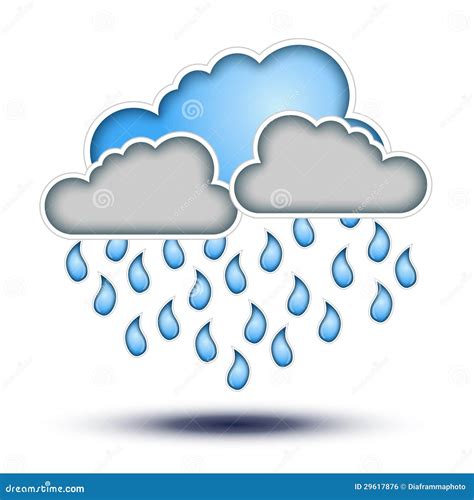 Blauwe And Grijze Wolken Met De Tekens Van De Dalingen Van De Regen Voor