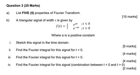 Solved A List FIVE Properties Of Fourier Transform B Chegg Com