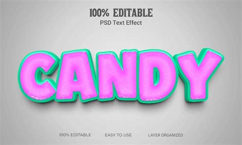 Candy 3d Text Effect Editable File Premium Psd