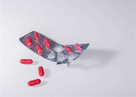 Red Candy Medicines And Blister Strips Stock Image Image Of Medical White 282082923