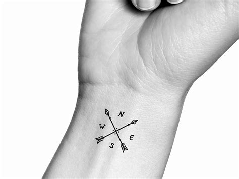 Arrow Compass Rose Temporary Tattoo Etsy Compass Rose With Arrows