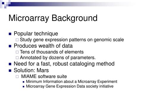 Ppt Mars Microarray Analysis Retrieval And Storage System