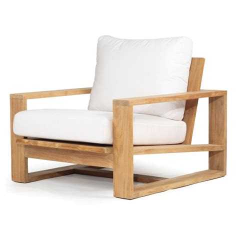 Tanoa Teak Timber Outdoor Armchair With Cushion Natural Off White