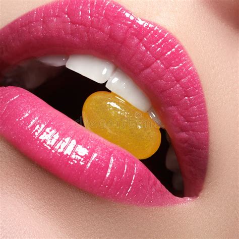 Perfect Lips Girl Mouth Close Up Beauty Young Woman Smile Natural