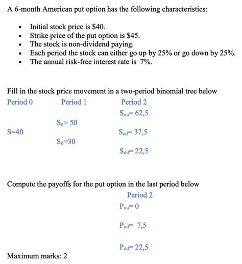 Put Option Two Period Binomial Tree And The Payoffs For Put Option In Last Period R