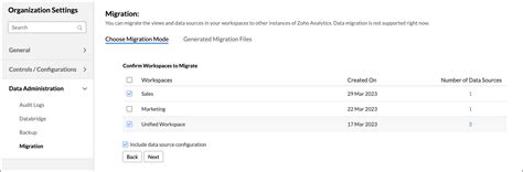 Workspace Migration L Zoho Analytics Help