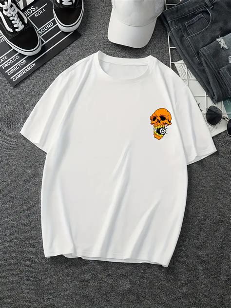 해골 패턴 프린트 남성 티셔츠 그래픽 티 남성 언더셔츠 탑 남성 여름 옷 남성 의상 플러스 Temu Korea