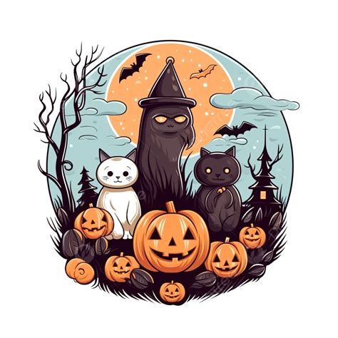 유령의 그림 호박 주춧돌 고양이와 사탕 할로윈 장식 Png 일러스트 및 이미지 에 대한 무료 다운로드 Pngtree