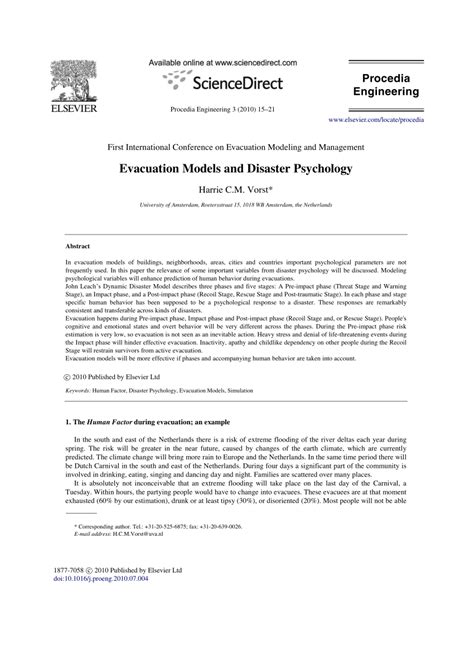 Pdf Evacuation Models And Disaster Psychology