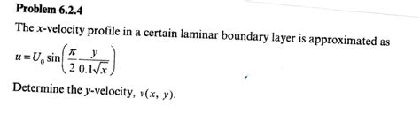 solved the x velocity profile in a certain laminar boundary