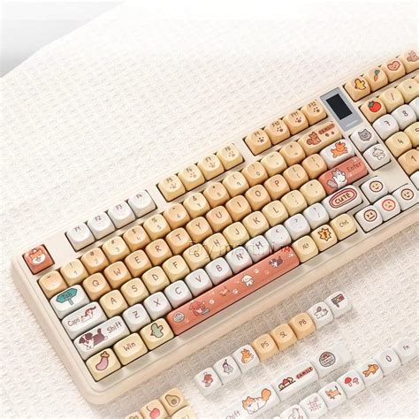 Cute Cafe Keycaps Kawaii Keycaps Cat Keycaps Bear Keycaps Brown Keycaps