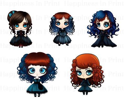 Kawaii Blue Goth Girl Png Clipart Steampunk Girl Clip Art Png Etsy