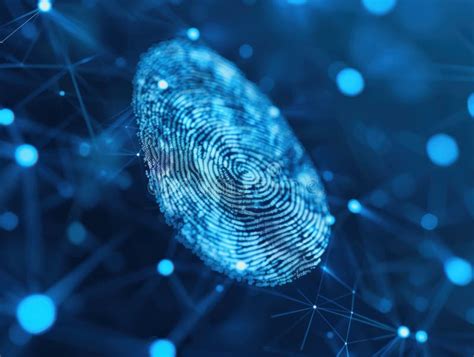 Digital Fingerprint Amidst A Network Of Glowing Blue Connections Stock Illustration