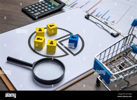 A Workspace With Charts Colorful Blocks A Magnifying Glass And A Calculator Market