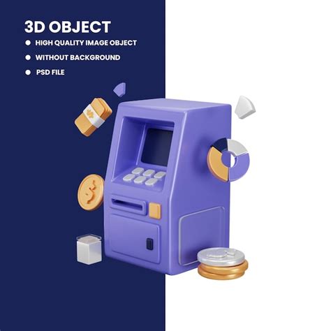 3d рендеринг банкомата Премиум Psd Файл