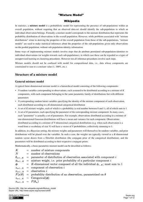 Structure Of A Mixture Model Docslib