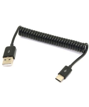 USB C Autolader USB C Krulsnoer Zwart 5W GSMpunt Nl